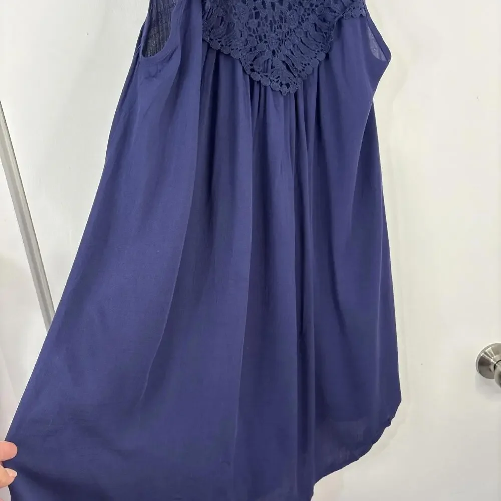 Dresses | Navy Slip Dress Small Crochet Boho Cottage Y2k Straps New ...